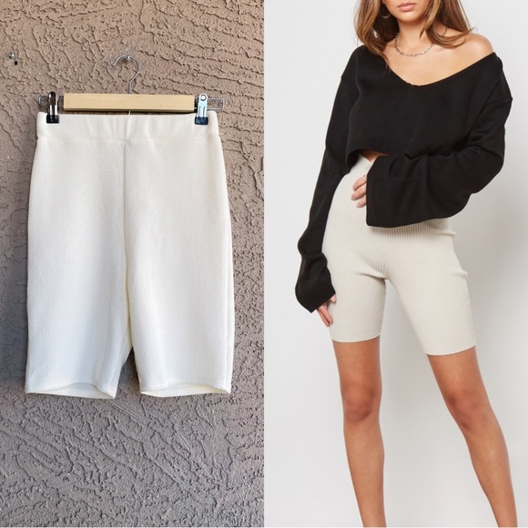 Missguided | Shorts | Asos Missguided Nwot Cream Offwhite Ribbed Knit ...